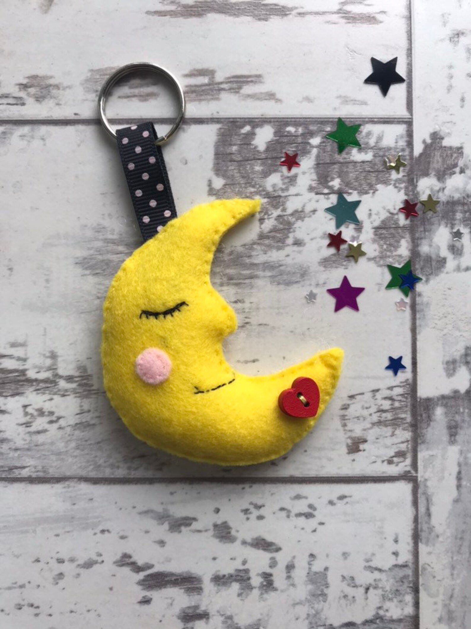 Crescent Moon Felt Keyring / Keychain Perfect Quirky Gift. | Etsy