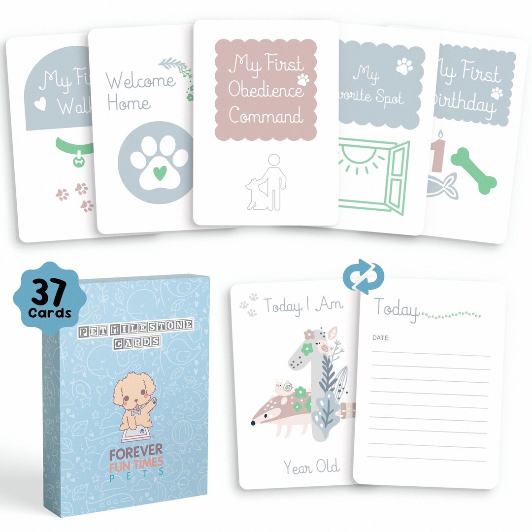 Pet Milestone Cards – Celebrate Your Pet’s Journey, Growth and Key Moments With Keepsake Cards ...