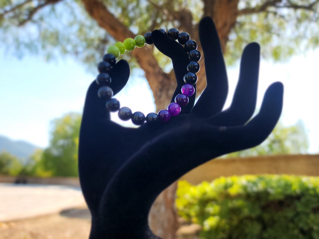 Powerpuff Girls Mojojojo Inspired, Gemstone Bracelet, Obsidian, Agate ...