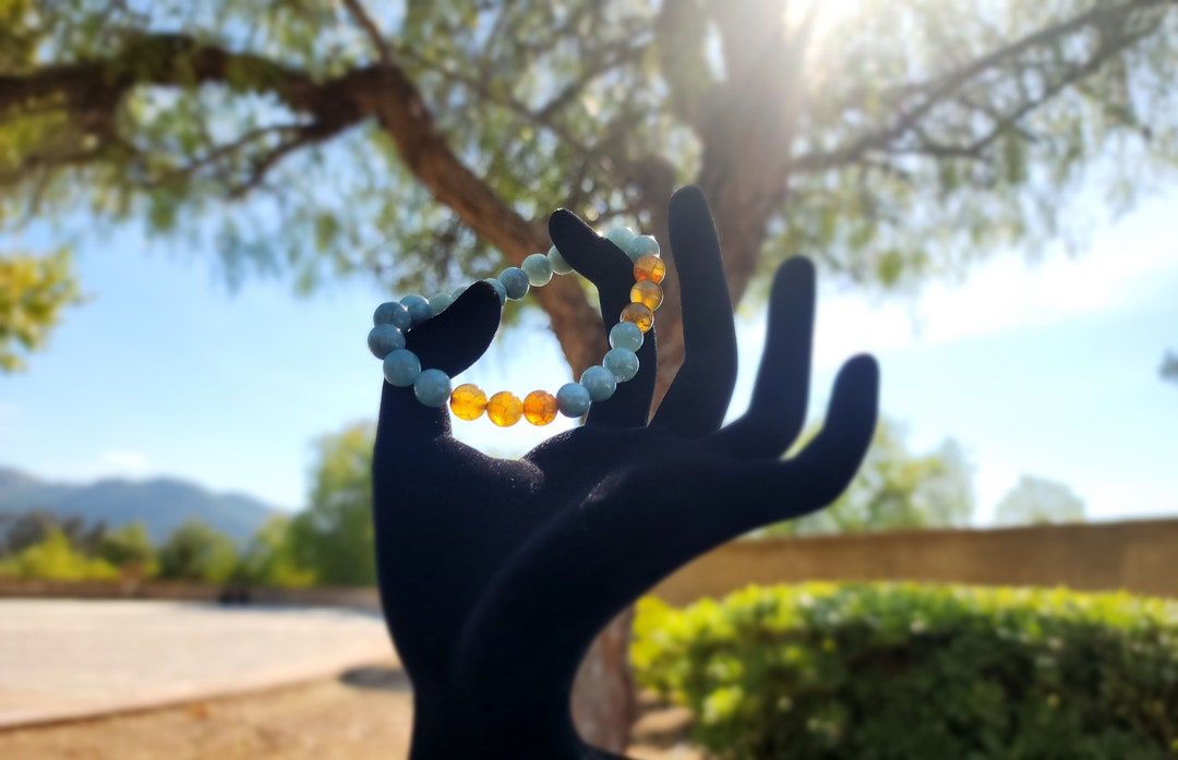 Spongebob Squidward Inspired, Gemstone Bracelet, Crackle Agate, Quartz ...