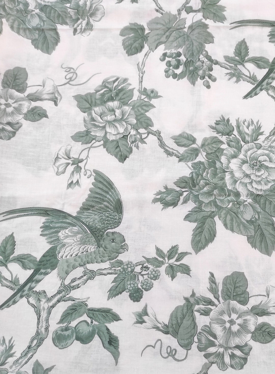 Toile Fabric Cotton Fabric by the Yard Floral Fabric 70s Toile Fabric ...