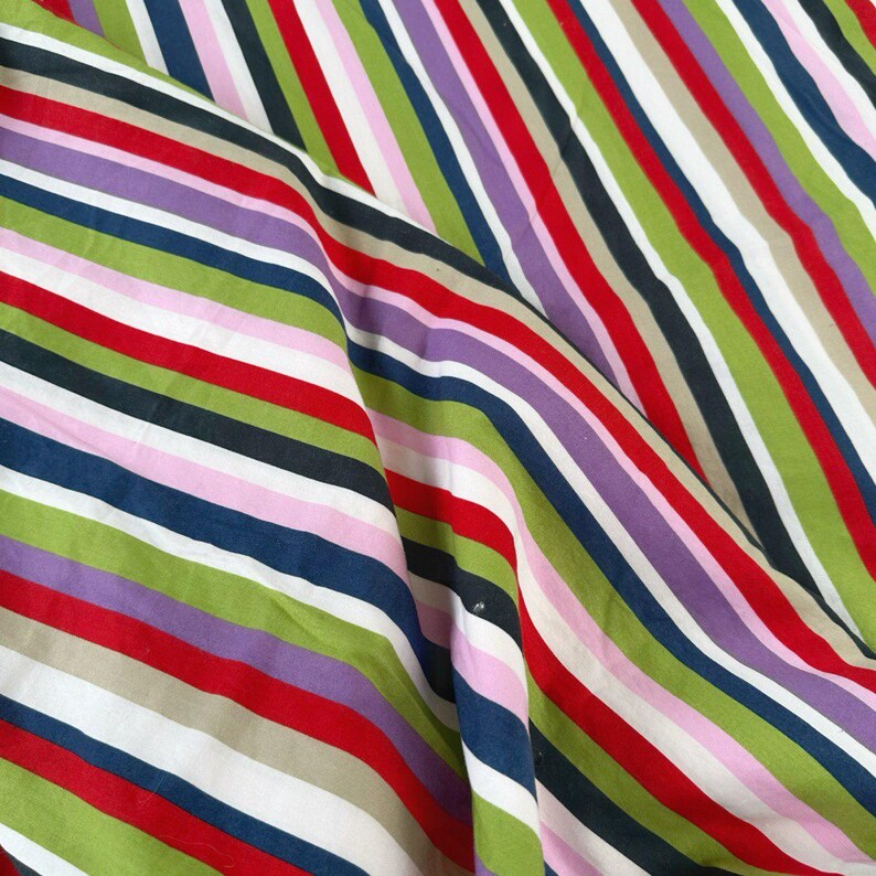 Vintage Ikea Scandinavian Swedish Cotton Striped Fabric 54"w Vertical ...