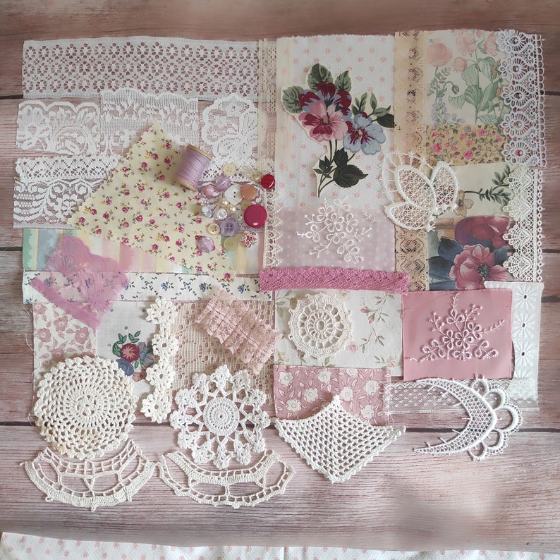 Vintage Lace Kit Slow Stitch Kit Scraps of Lace Collage Scraps - Etsy