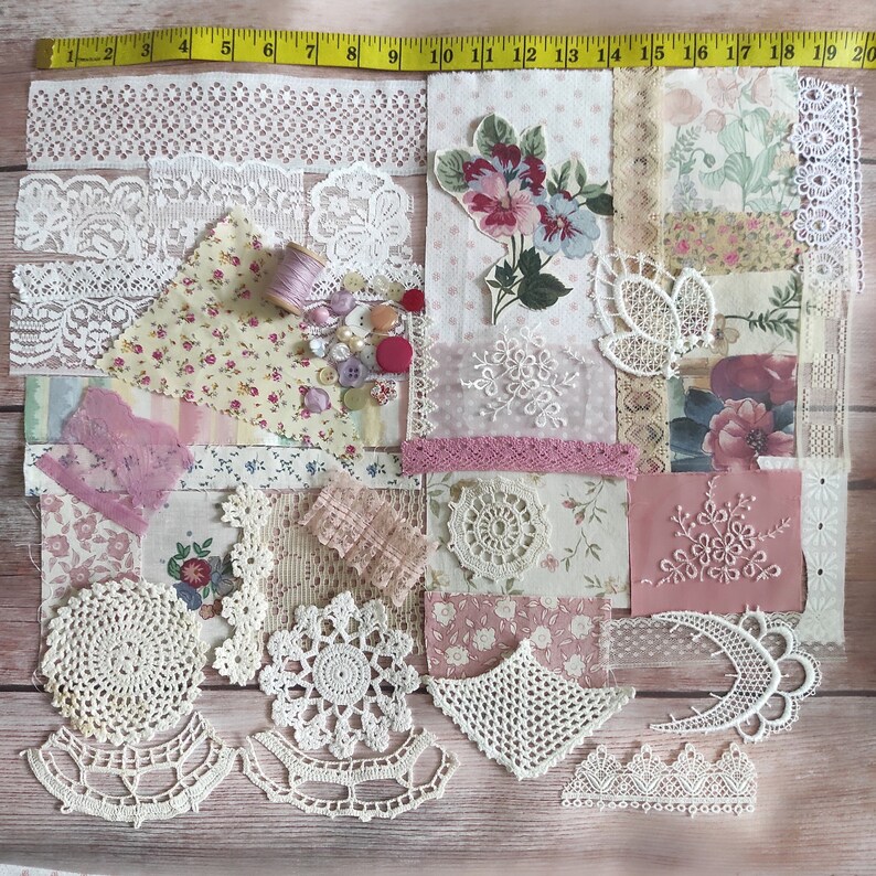 Vintage Lace Kit Slow Stitch Kit Scraps of Lace Collage Scraps - Etsy