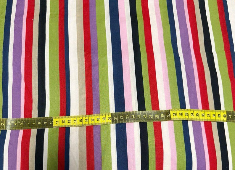 Vintage Ikea Scandinavian Swedish Cotton Striped Fabric 54"w Vertical ...