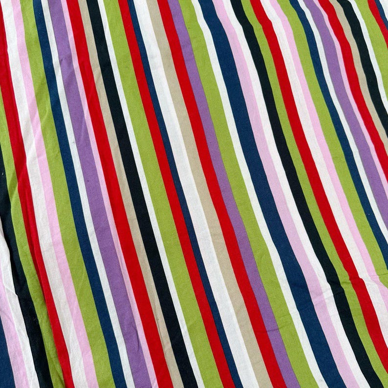 Vintage Ikea Scandinavian Swedish Cotton Striped Fabric 54"w Vertical ...