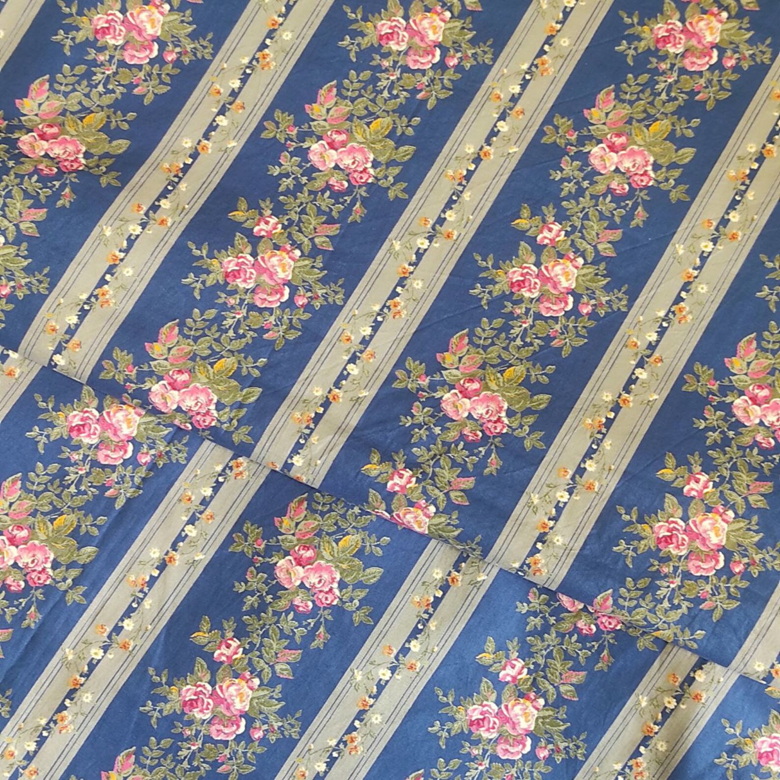 Striped Fabric Border Print Fabric Vintage Curtain Fabric - Etsy