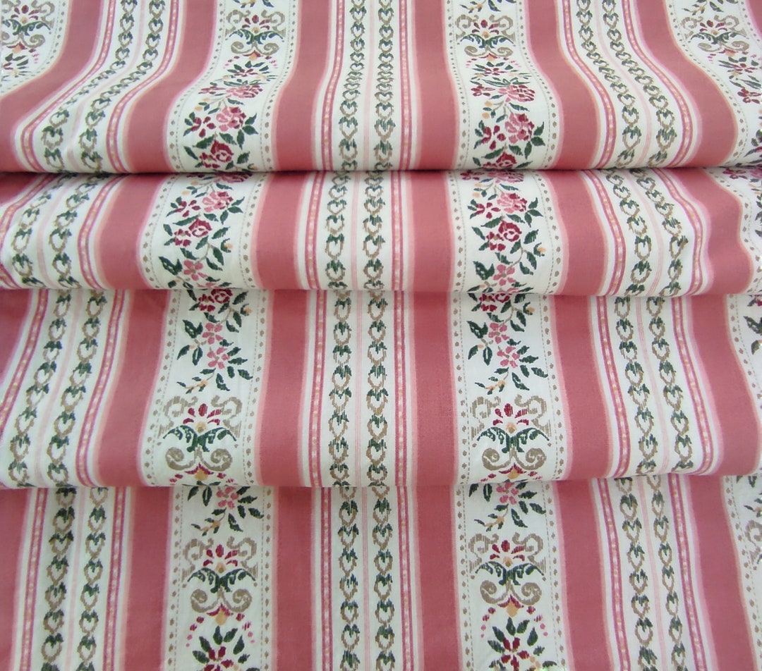 Vintage Floral Stripe Fabric Mid Century Fabric England Fabric Cotton ...