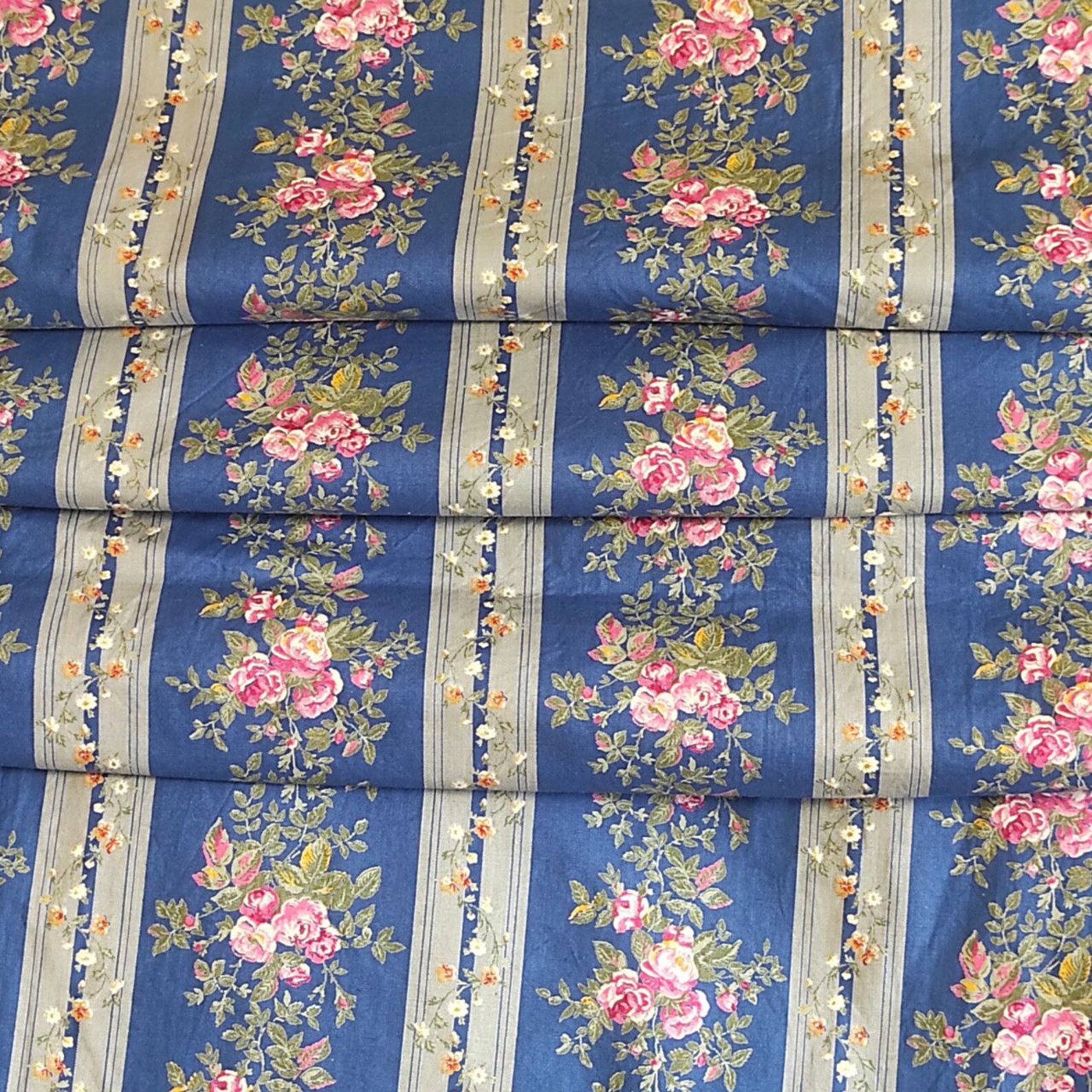 Striped Fabric Border Print Fabric Vintage Curtain Fabric - Etsy