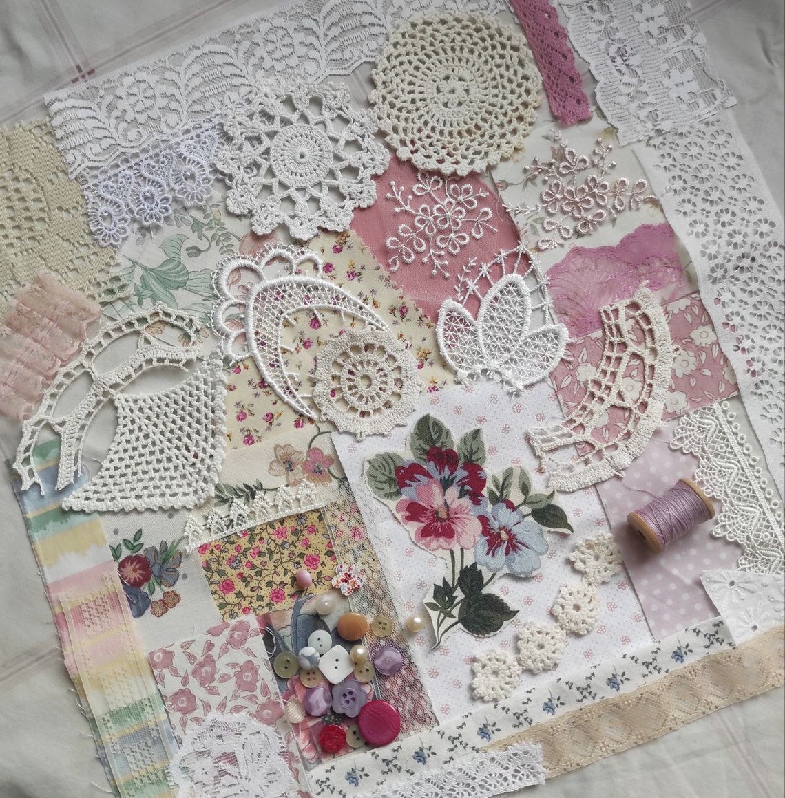 Vintage Lace Kit Slow Stitch Kit Scraps of Lace Collage Scraps - Etsy