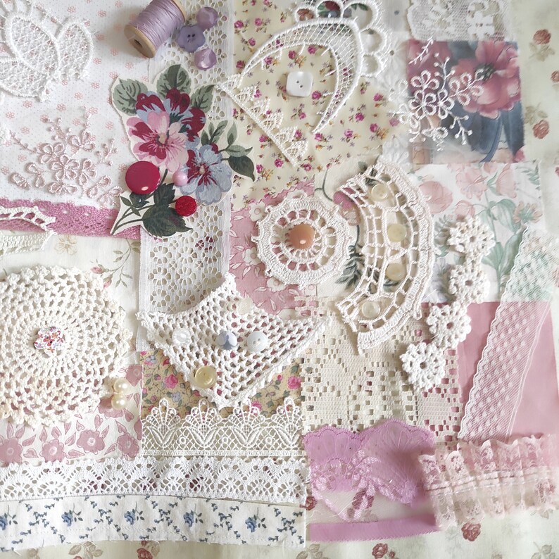 Vintage Lace Kit Slow Stitch Kit Scraps of Lace Collage Scraps - Etsy