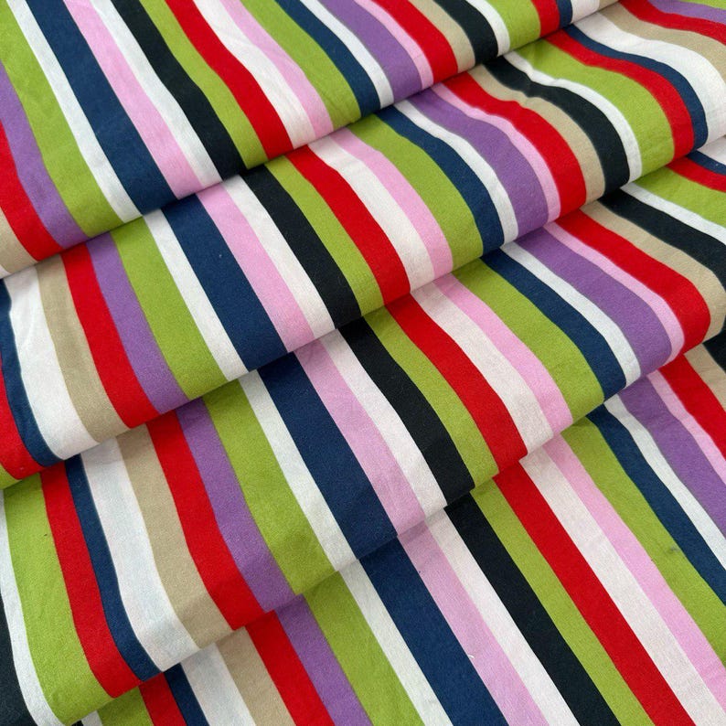 Vintage Ikea Scandinavian Swedish Cotton Striped Fabric 54"w Vertical ...