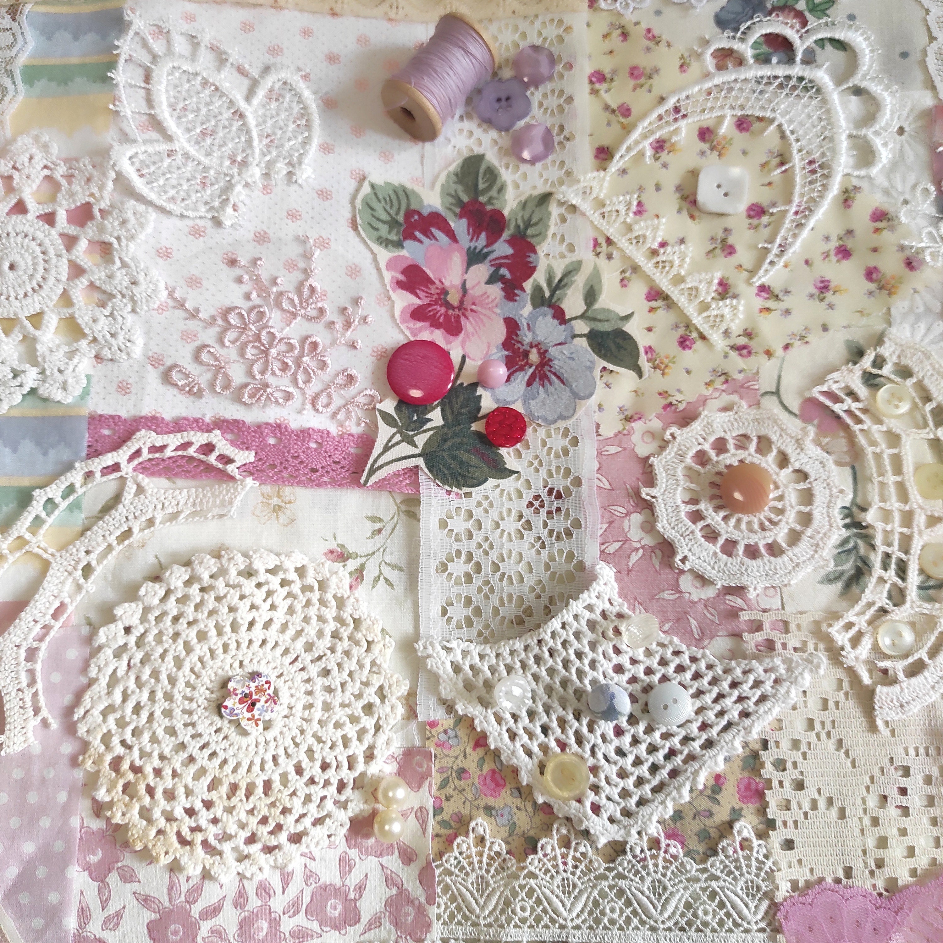Vintage Lace Kit Slow Stitch Kit Scraps of Lace Collage Scraps - Etsy