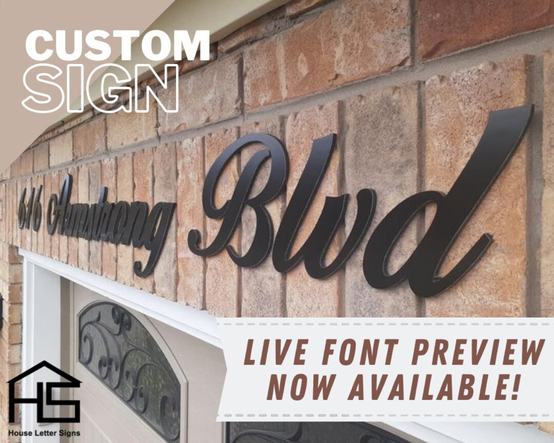 Matte Black House Address Number Sign | Modern Address | Cursive ...