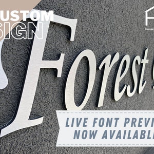 Silver Brushed House Address Sign | Custom House Number Sign | Modern ...