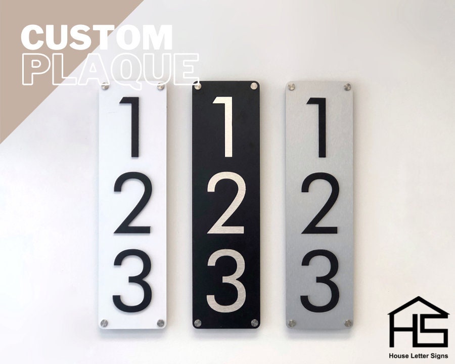Modern Vertical House Numbers Metal House Number Signs Plaque Custom