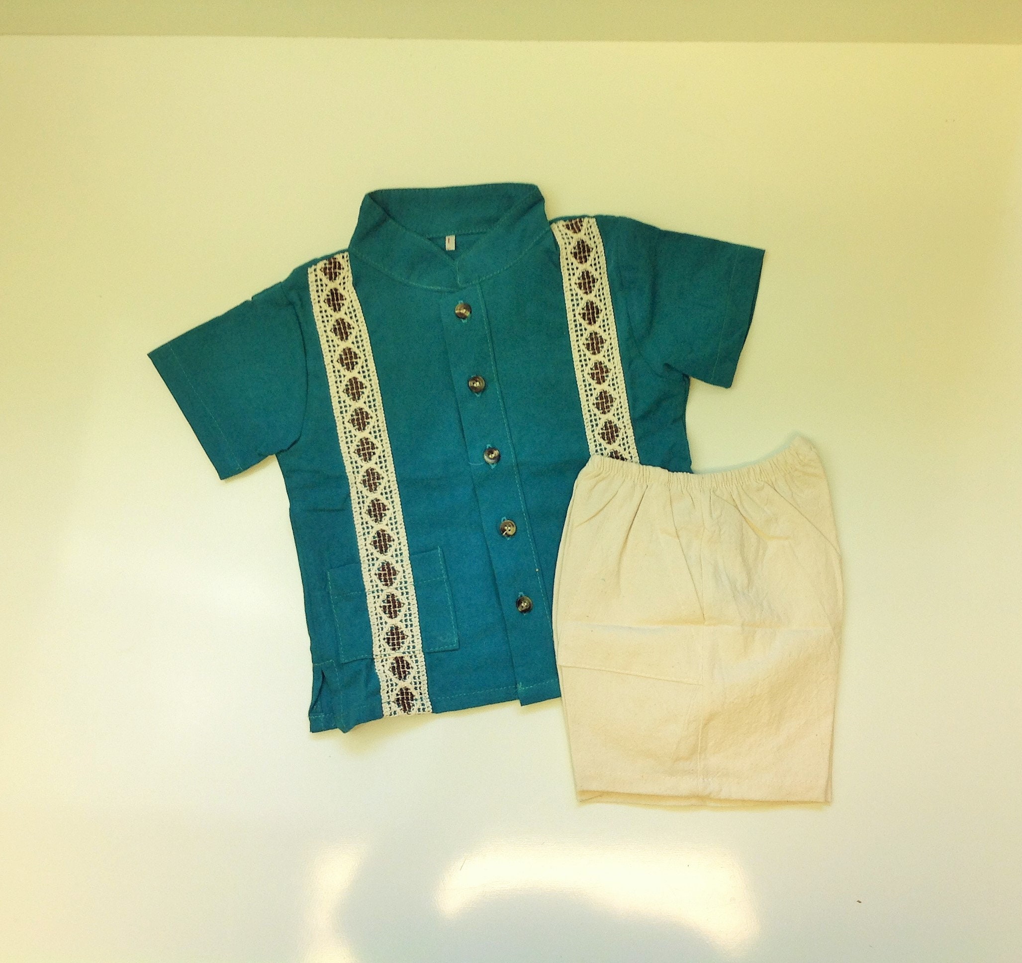 Mexican Manta Boy Outfit Color Teal Size 12mos-3years Different Sizes ...