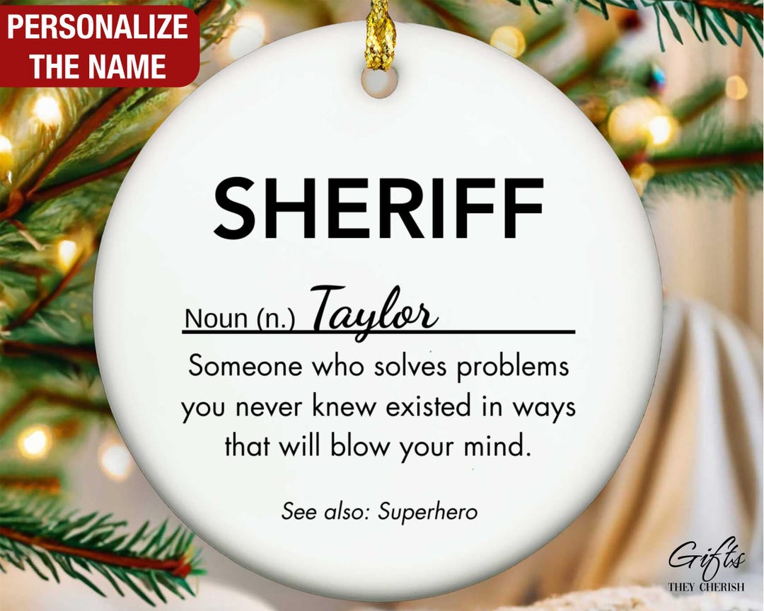 Sheriff Definition Ornament, Personalized Sheriff Ornament, Sheriff ...