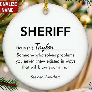 Sheriff Definition Ornament, Personalized Sheriff Ornament, Sheriff ...