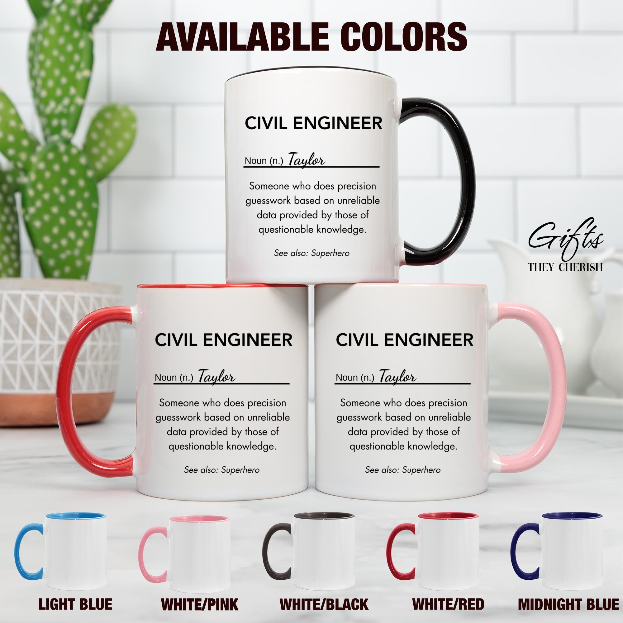 Civil Engineer Mug, Personalized Civil Engineer Definition Gift - Etsy