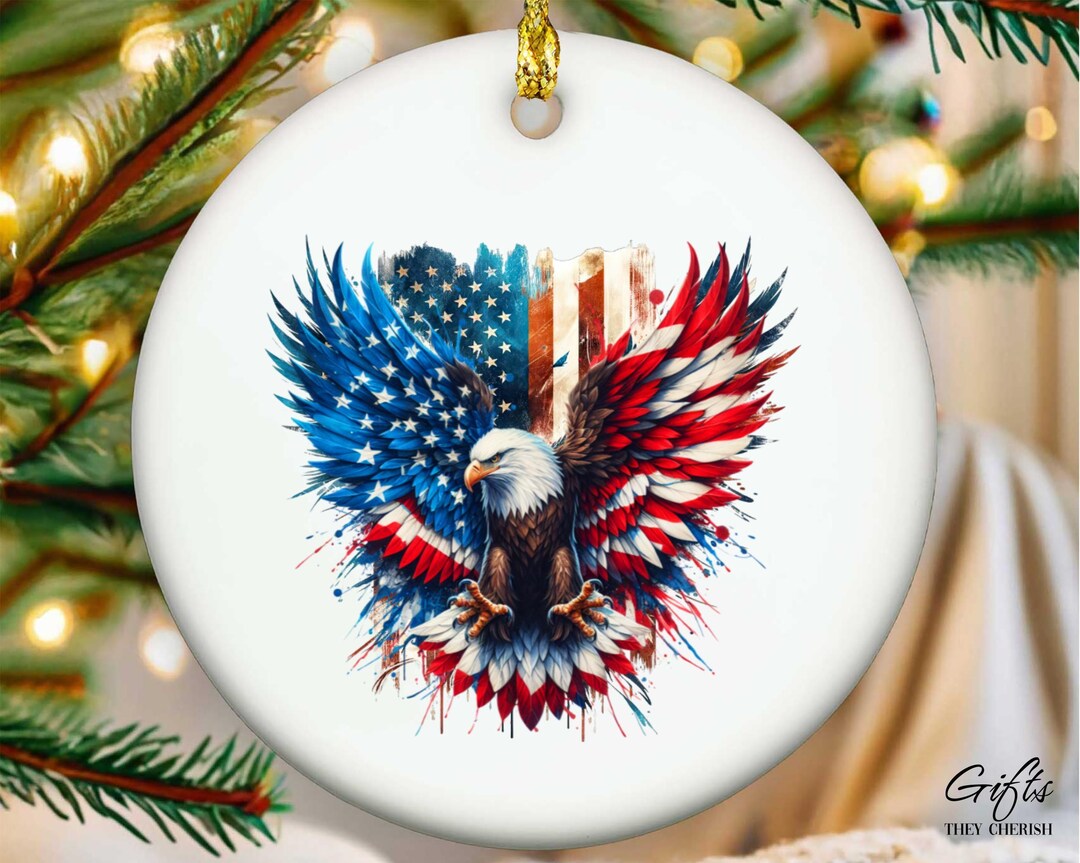 Patriotic Eagle Ornament, American Flag Ornament, 4th of July Ornament ...