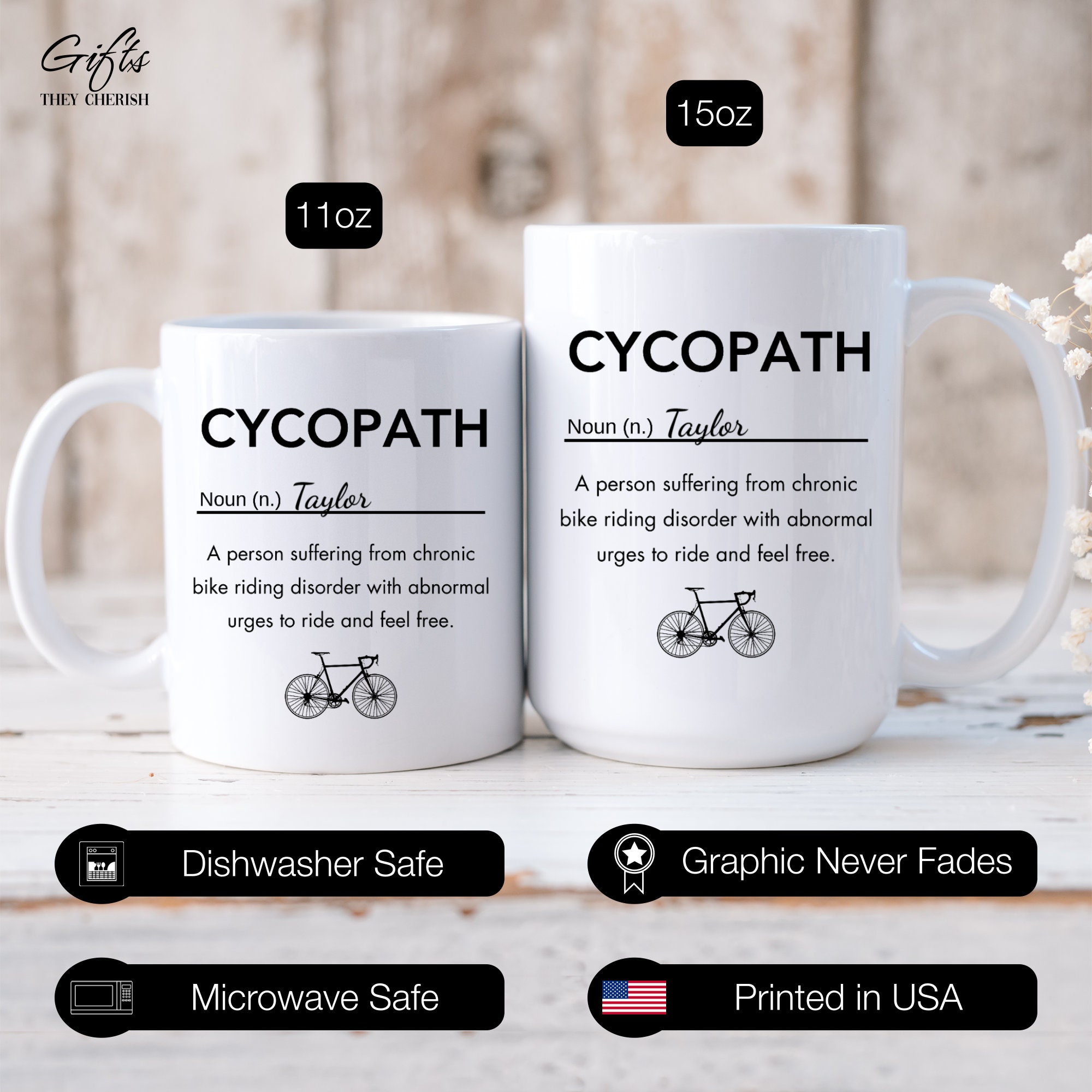 Cycopath Definition Coffee Mug, Funny Bike Gift for Cyclists ...