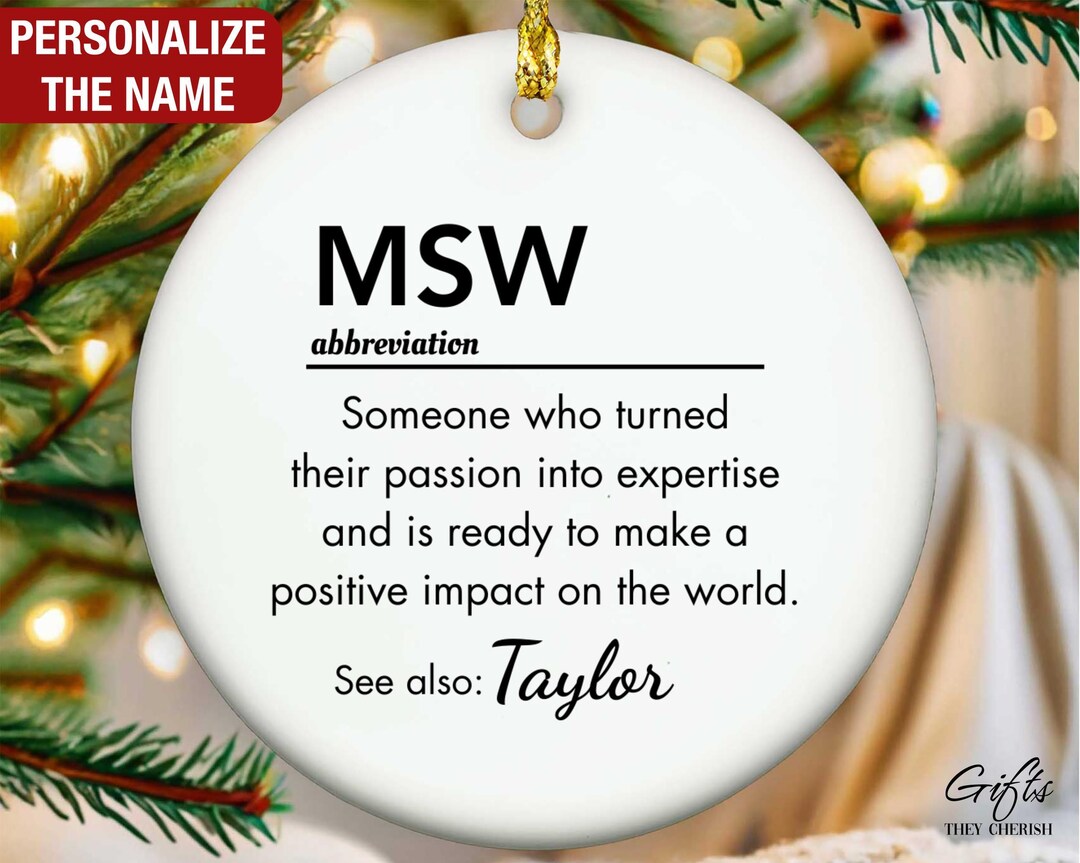 MSW Graduation Ornament, MSW Definition Ornament, MSW Personalized ...