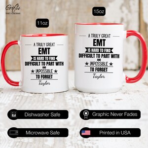 EMT Personalized Gift, EMT Thank You Mug, EMT Cup, Emergency Medical ...
