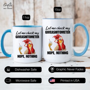 Funny Chicken Mug, Let Me Check My Giveashitometer Coffee Cup, Funny ...