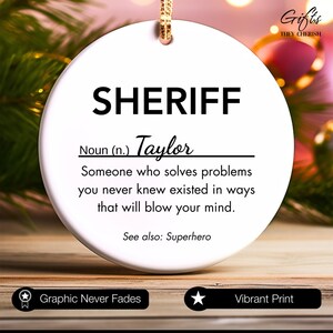 Sheriff Definition Ornament, Personalized Sheriff Ornament, Sheriff ...