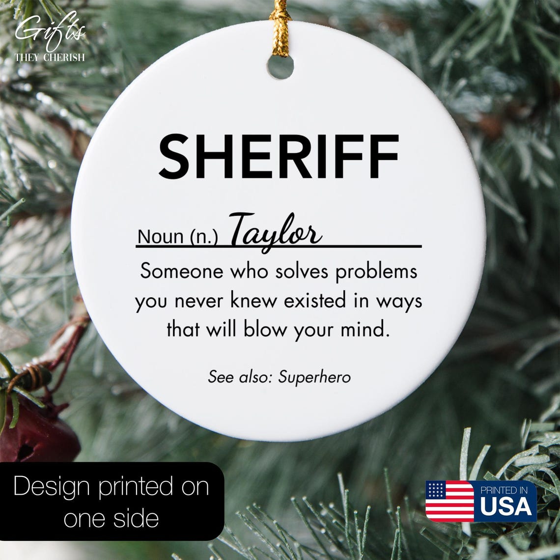 Sheriff Definition Ornament, Personalized Sheriff Ornament, Sheriff ...
