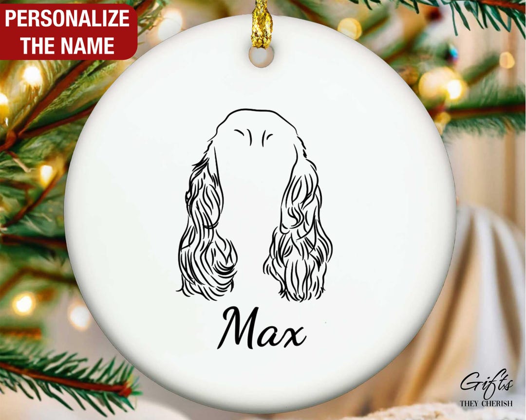 Cocker Spaniel Ears Outline Ornament, Cocker Spaniel Personalized ...