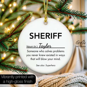 Sheriff Definition Ornament, Personalized Sheriff Ornament, Sheriff ...