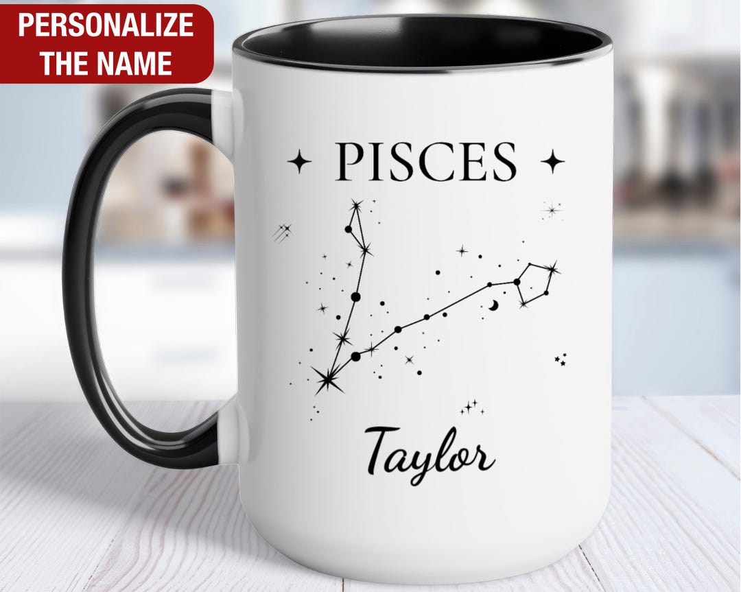 Pisces Constellation Mug Personalized, Pisces Birthday, Pisces Star ...