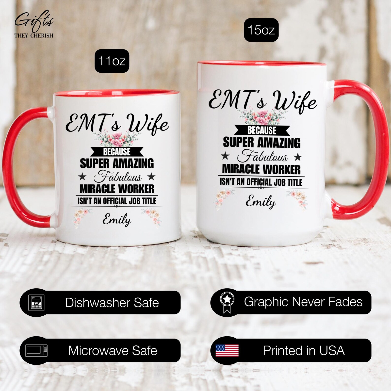 Emt's Wife Personalized Gift for Her, Emt's Wife Mug for Women, Emt's ...