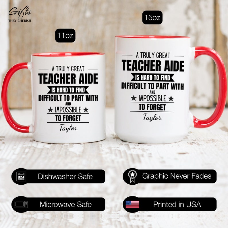 Teacher Aide Personalized Gift, Teacher Aide Thank You Mug, Teacher ...
