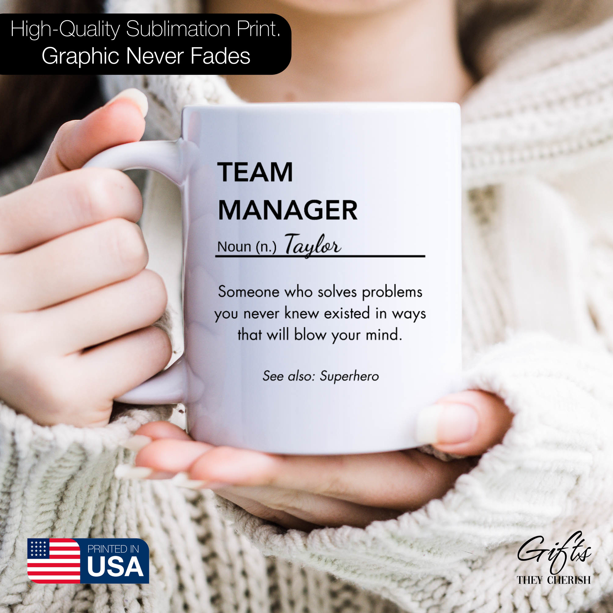 Team Manager Personalized Gift, Team Manager Definition Mug, Team ...