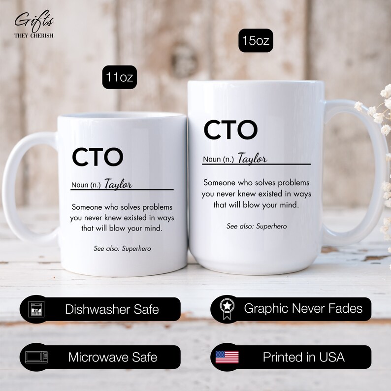 CTO Definition Mug Personalized Gift, CTO Cup, Chief Technology Officer ...