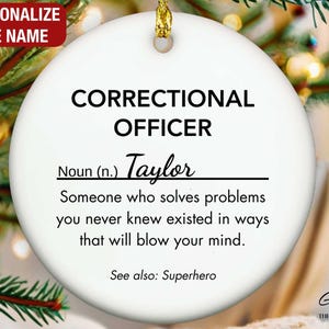 Correctional Officer Definition Ornament, Personalized Correctional ...