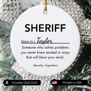 Sheriff Definition Ornament, Personalized Sheriff Ornament, Sheriff ...