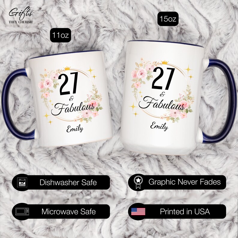 27th Birthday Gift for Her Personalized, 27 and Fabulous, Gift for 27 ...