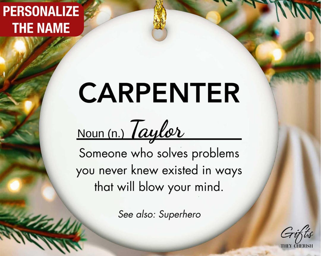 Carpenter Definition Ornament, Personalized Carpenter Ornament ...