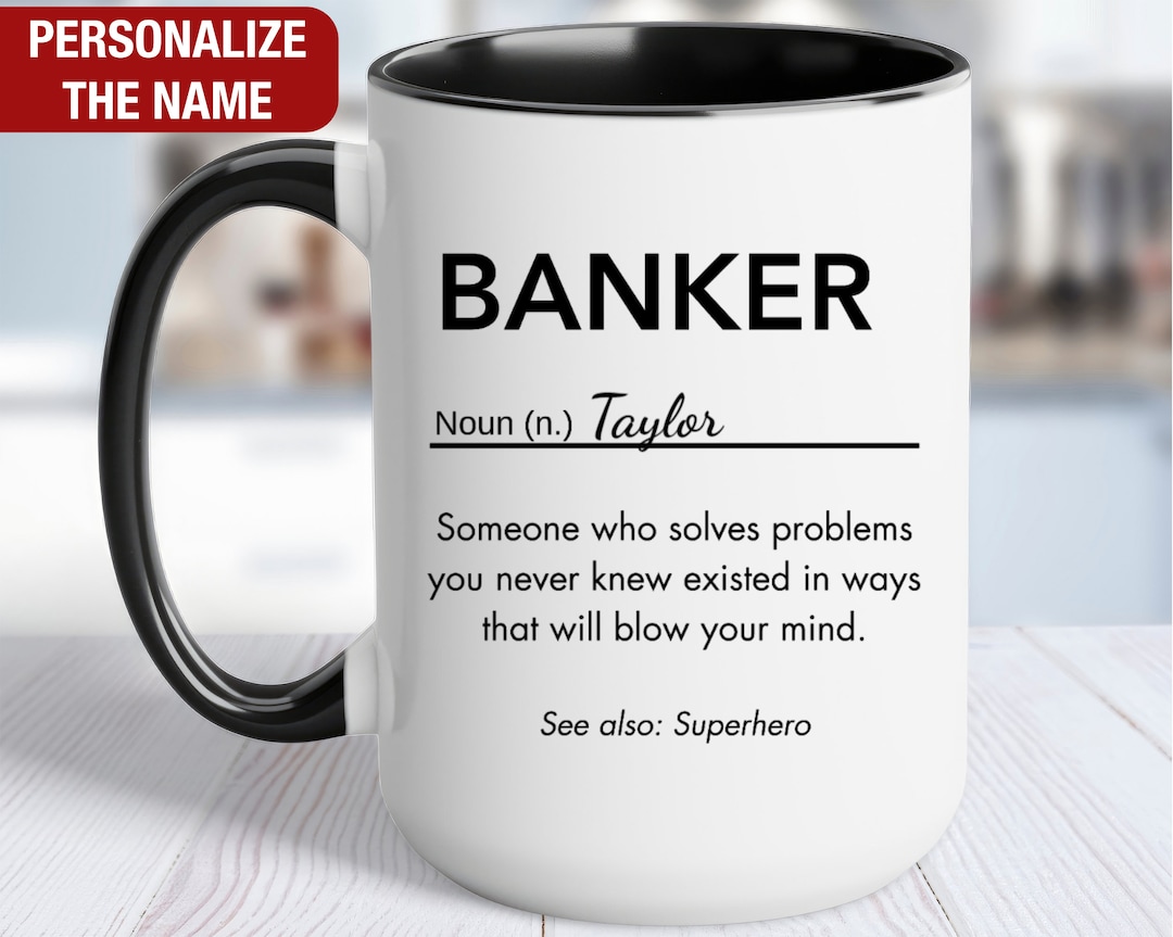 Banker Definition Mug Personalized Gift, Banker Cup, Bank Teller Gifts ...