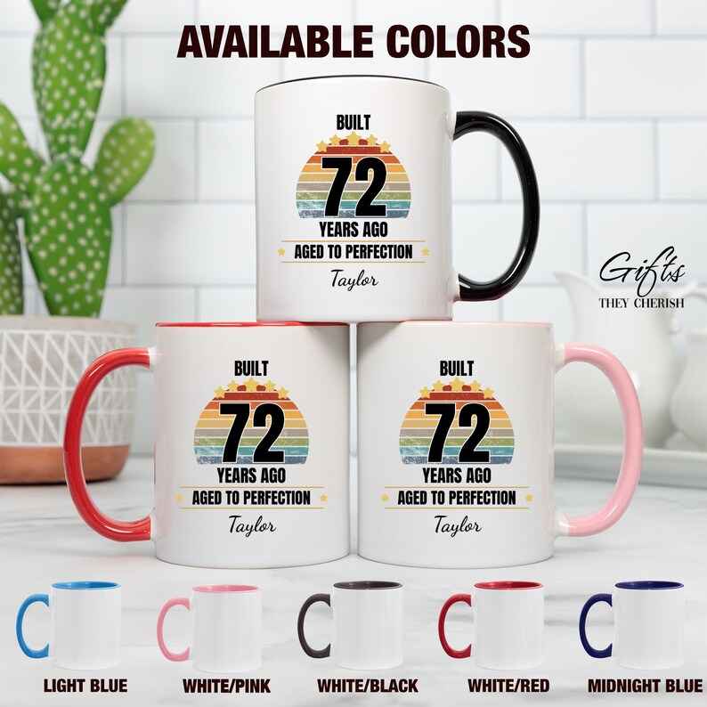 72nd Birthday Gift Personalized Mug, Built 72 Years Ago Vintage, Gift ...