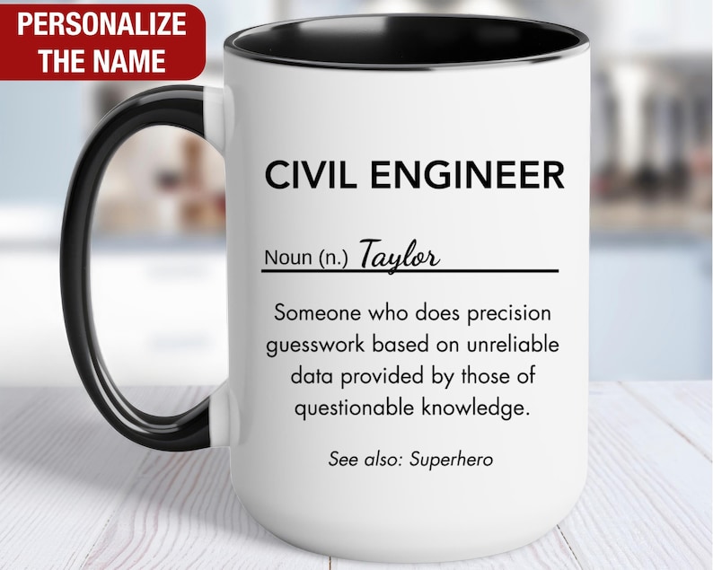 Civil Engineer Mug, Personalized Civil Engineer Definition Gift - Etsy