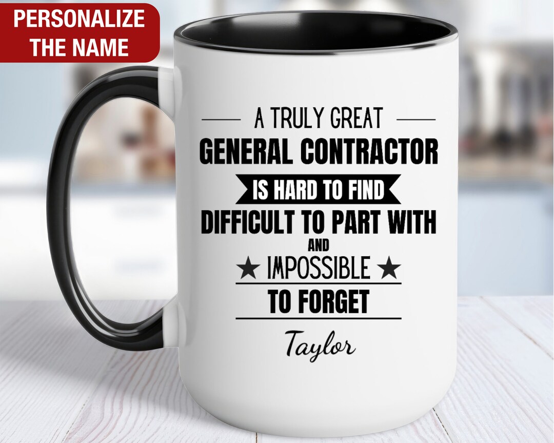 General Contractor Personalized Gift, General Contractor Thank You Mug ...