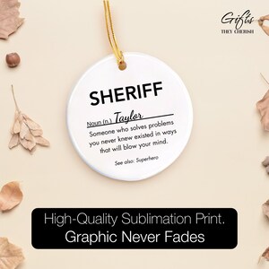 Sheriff Definition Ornament, Personalized Sheriff Ornament, Sheriff ...