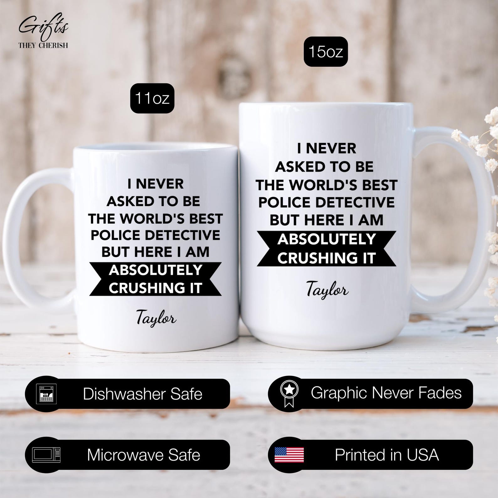 Police Detective Personalized Gift, World's Best Police Detective Mug ...