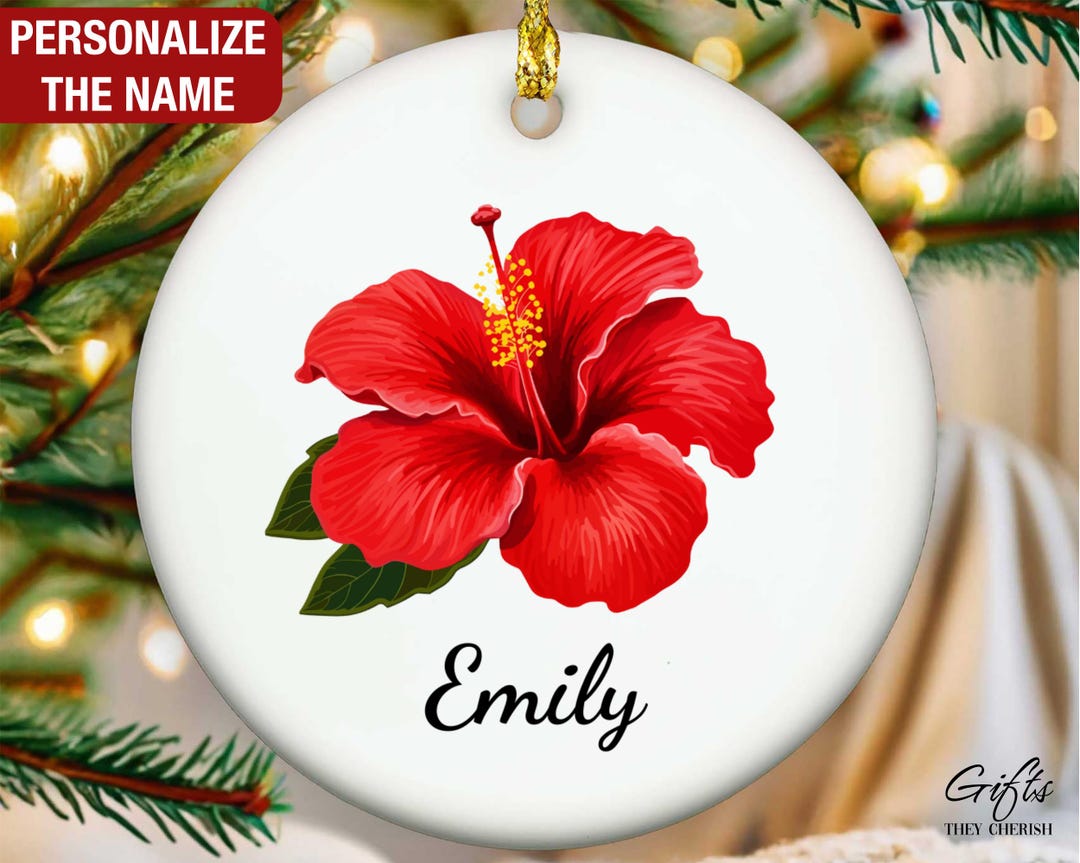 Hibiscus Ornament, Hibiscus Name Ornament, Hibiscus Personalized ...