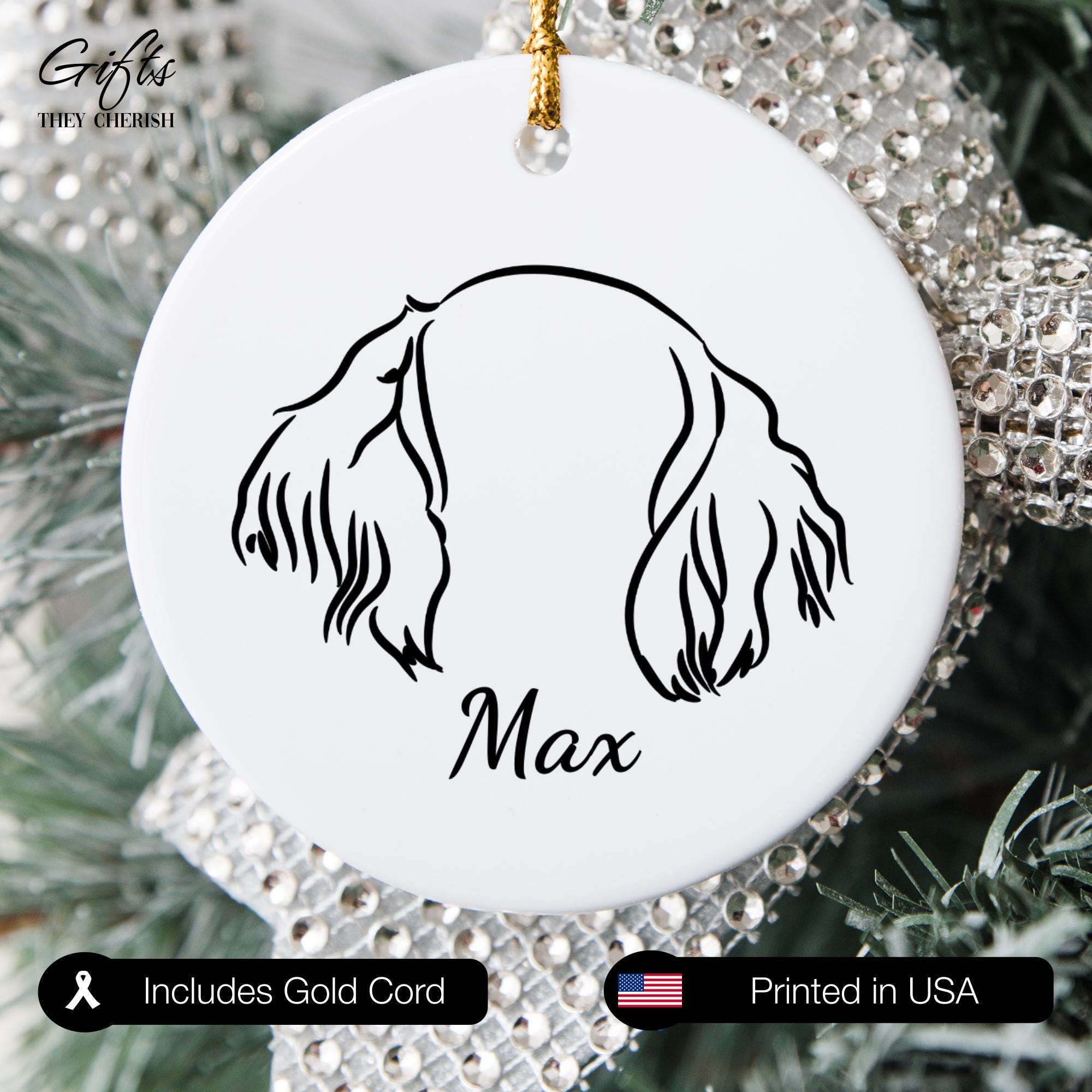 Large Munsterlander Ears Outline Ornament, Large Munsterlander ...